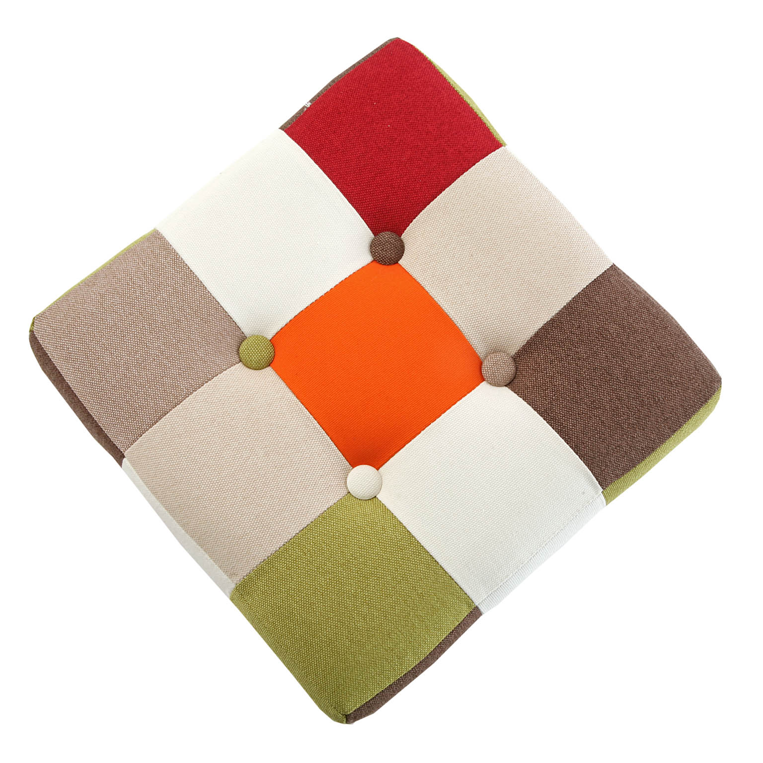 Pouf cube capitonné en tissu Patchwork coloré 35x35x35cm GREEN | Poufs ...