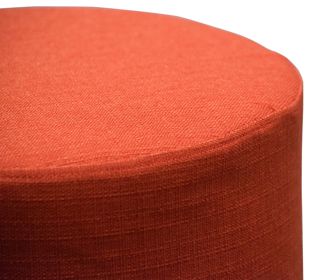 Pouf orange rond tissu bois | Poufs | Pier Import