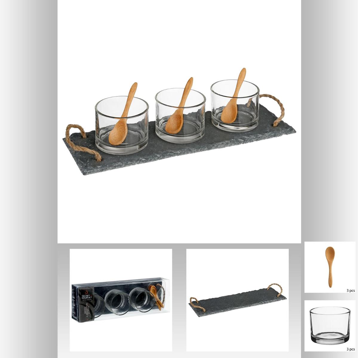 Set apéritif 7 pièces planche ardoise et 3 verres 30x11x6cm | Apéritif ...