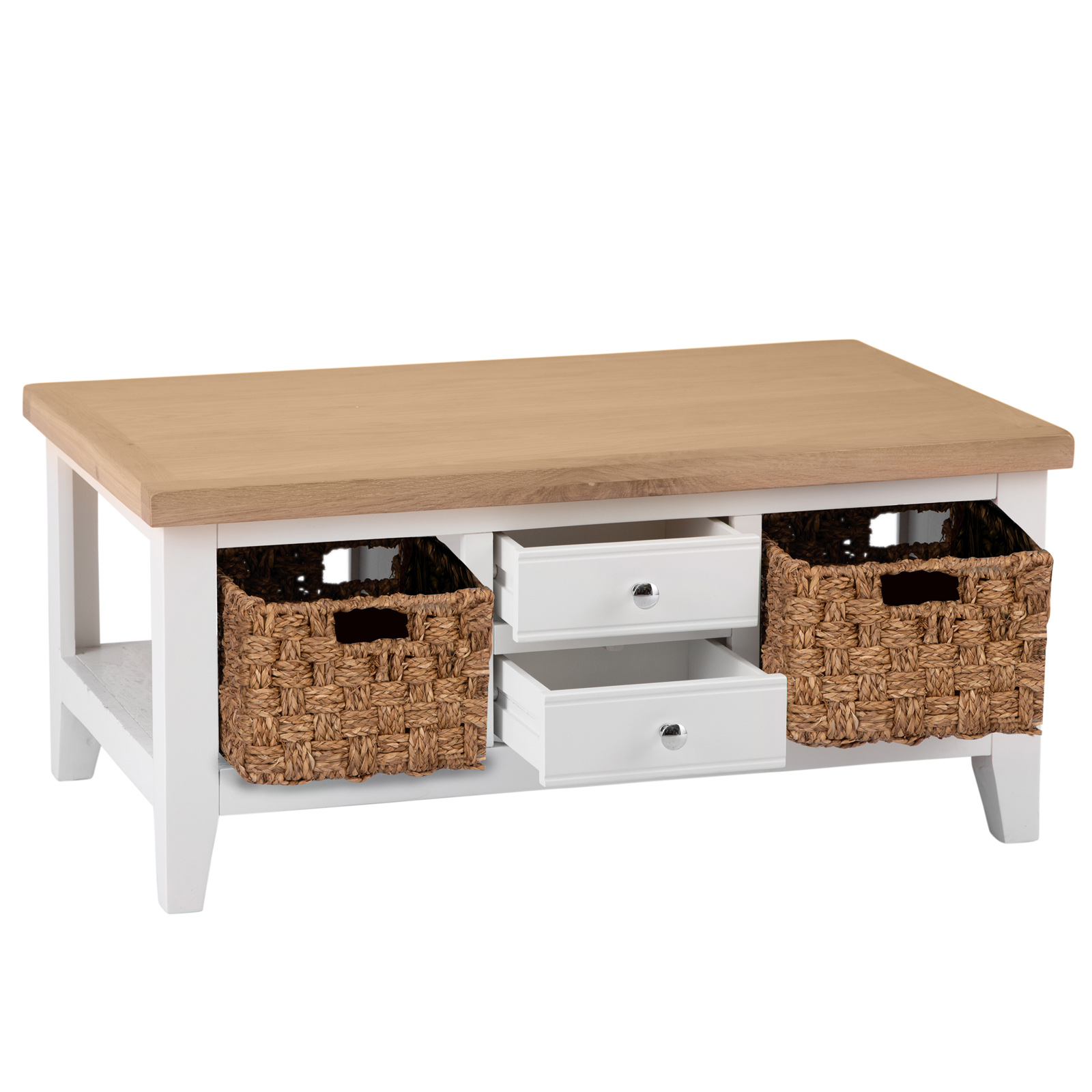 Table basse blanche avec paniers de rangement NAXOS | Tables basses ...
