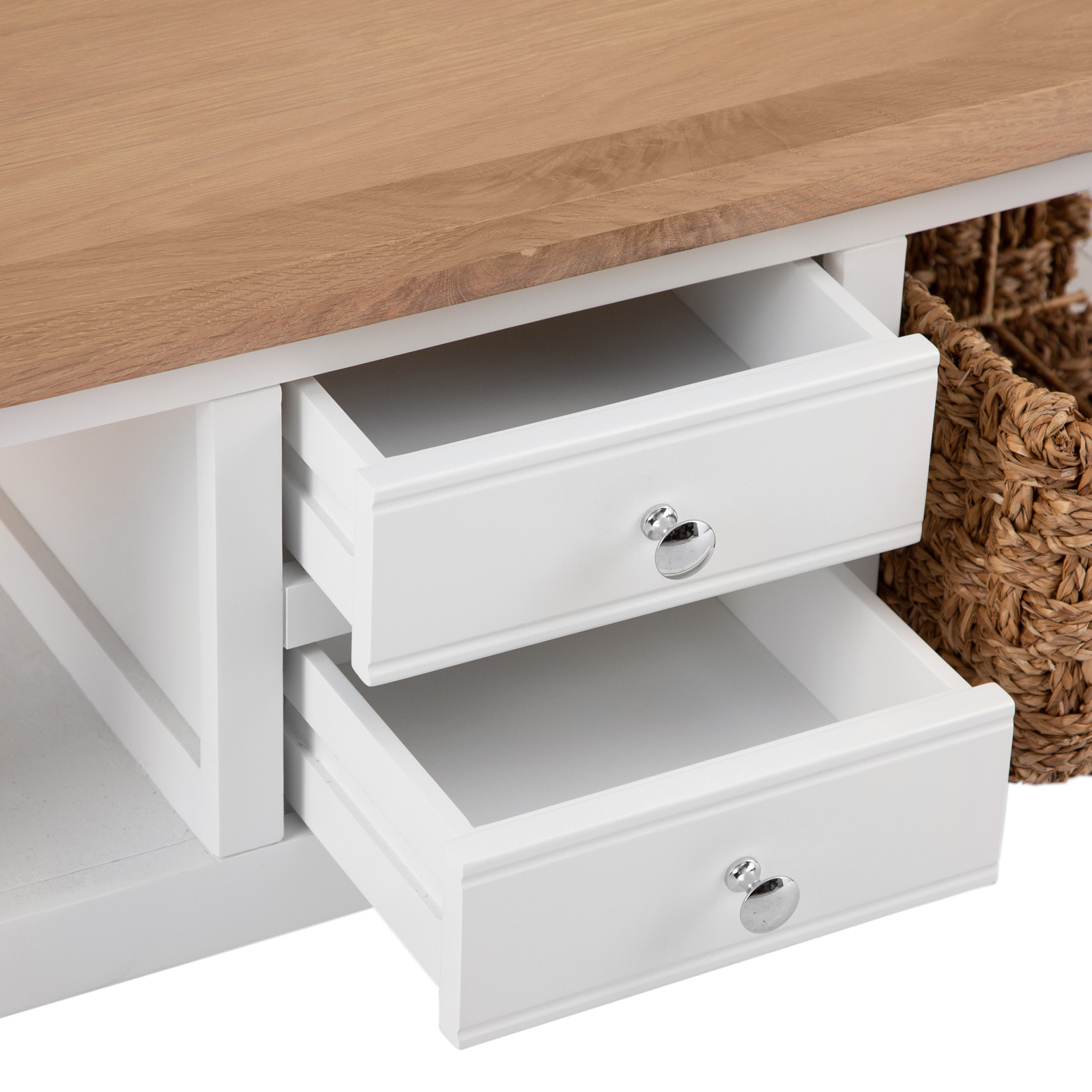 Table basse blanche avec paniers de rangement NAXOS | Tables basses ...