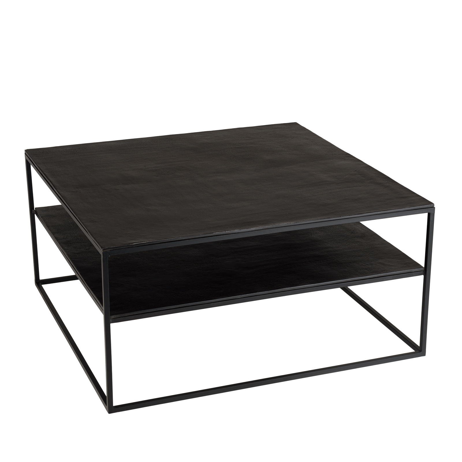 Table basse carrée double plateau en métal noir 80 cm ZALA | Tables ...