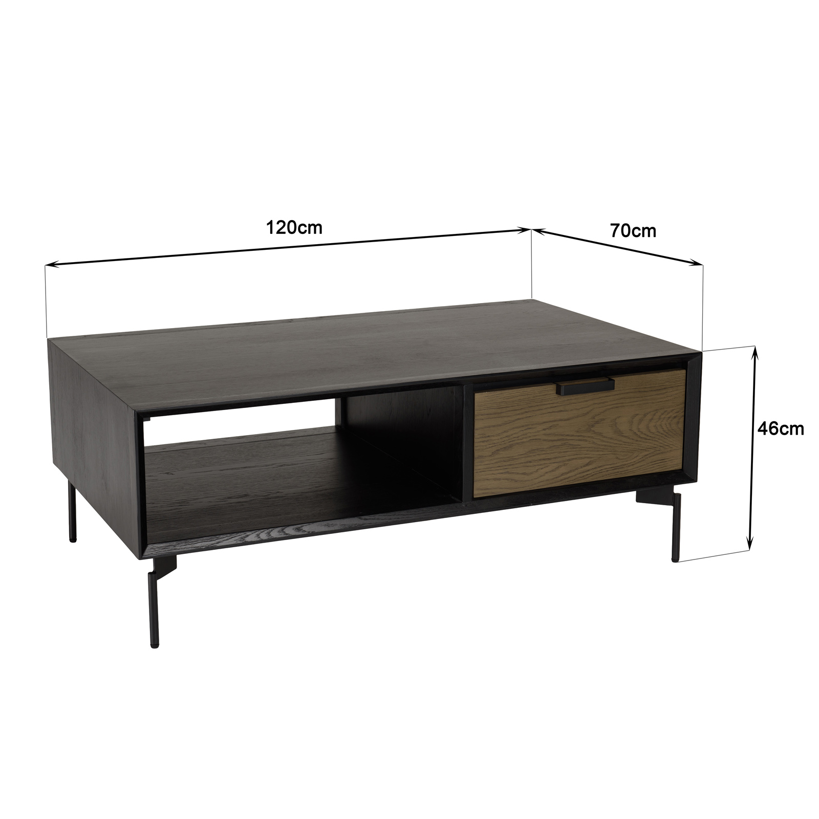 Table basse noire bois et métal 2 tiroirs DERRY | Tables basses | Pier ...