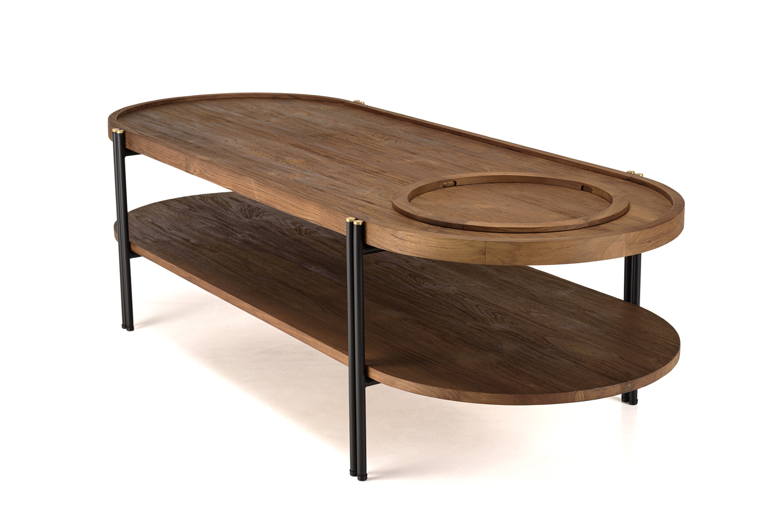 Table basse ovale double plateau en teck recyclé 160 cm SWING | Tables ...