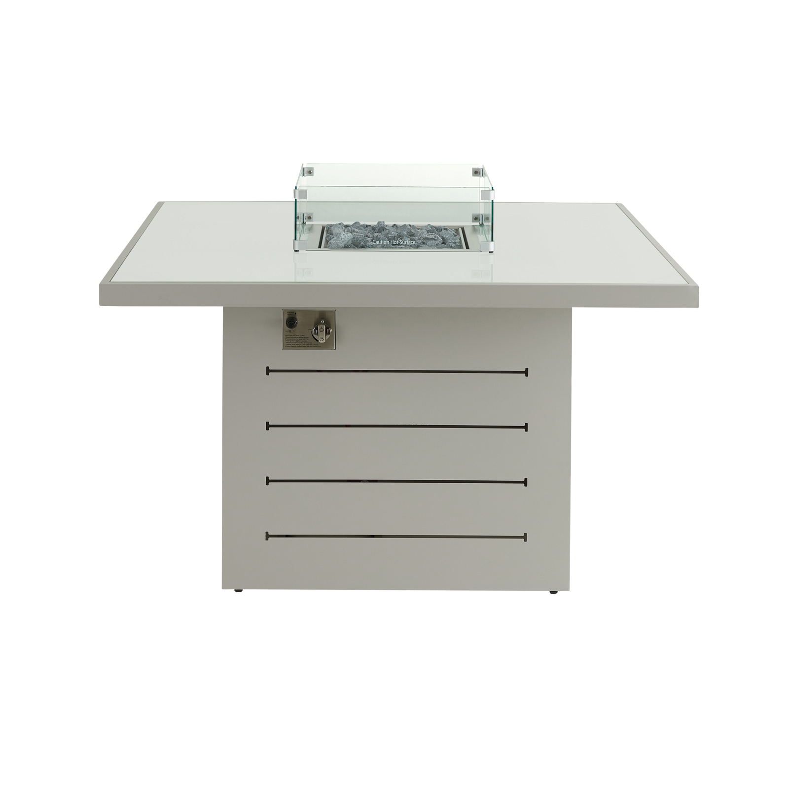 Table brasero carrée en aluminium gris et en verre LANZAROTE | Tables d ...