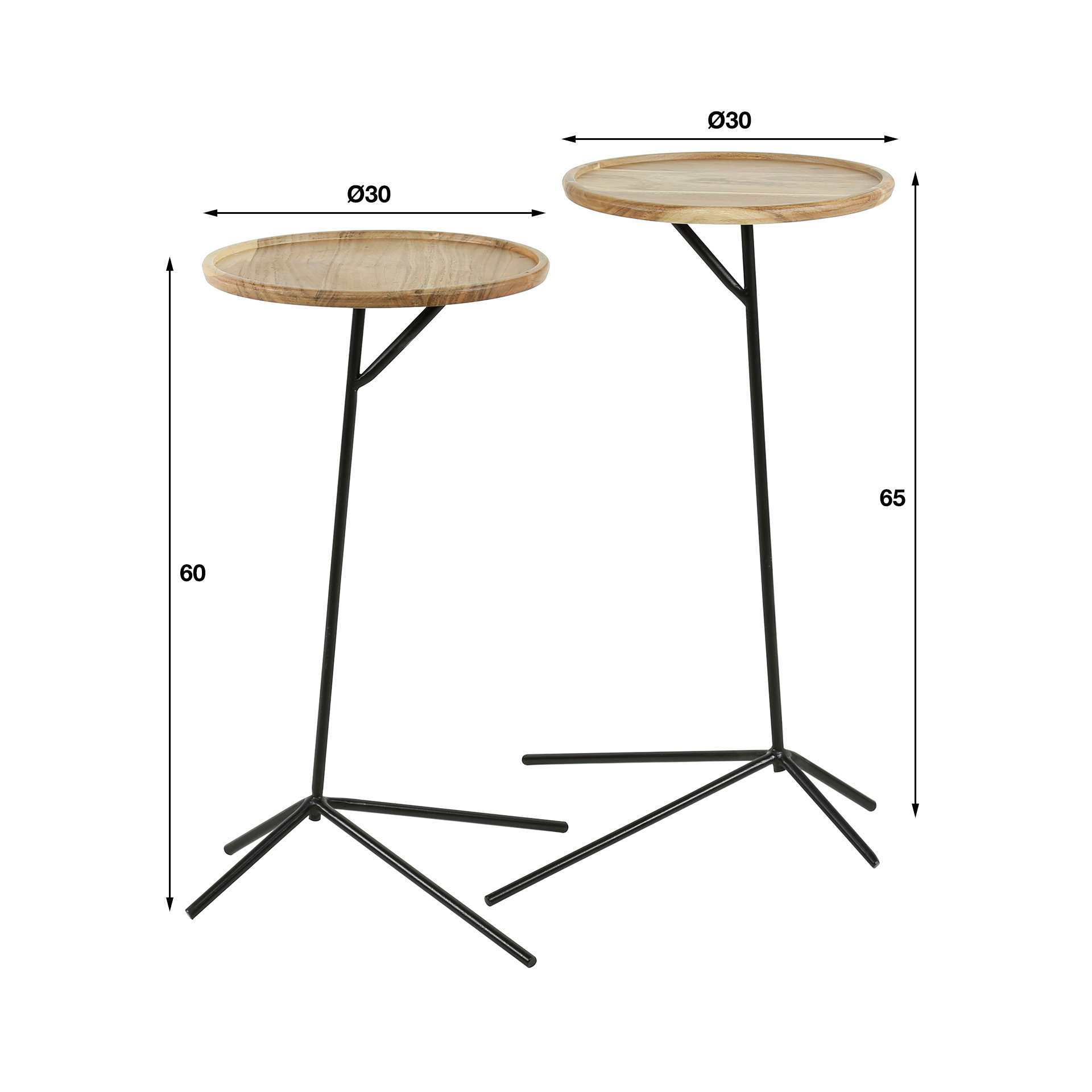 Table d'appoint ronde en acacia (lot de 2) MELBOURNE | Bouts de canapé ...