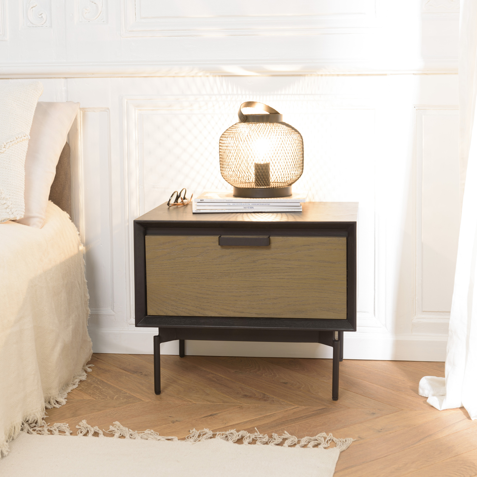 Table de chevet en bois noir 1 tiroir DERRY | Tables de chevet | Pier ...