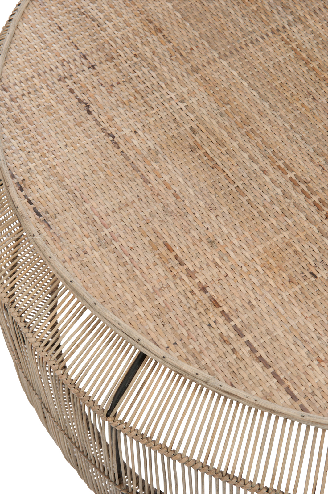 Table de salon ronde en rotin tressé naturel 90x90x45cm | Tables basses ...