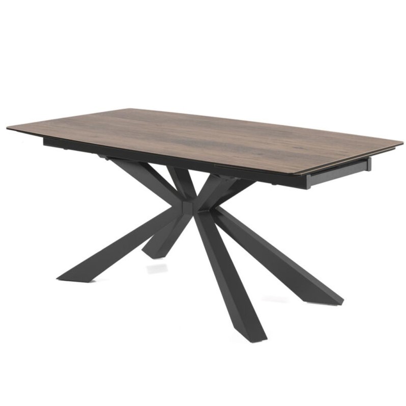 Table en céramique extensible oblongue effet bois brun 180-280 cm ...