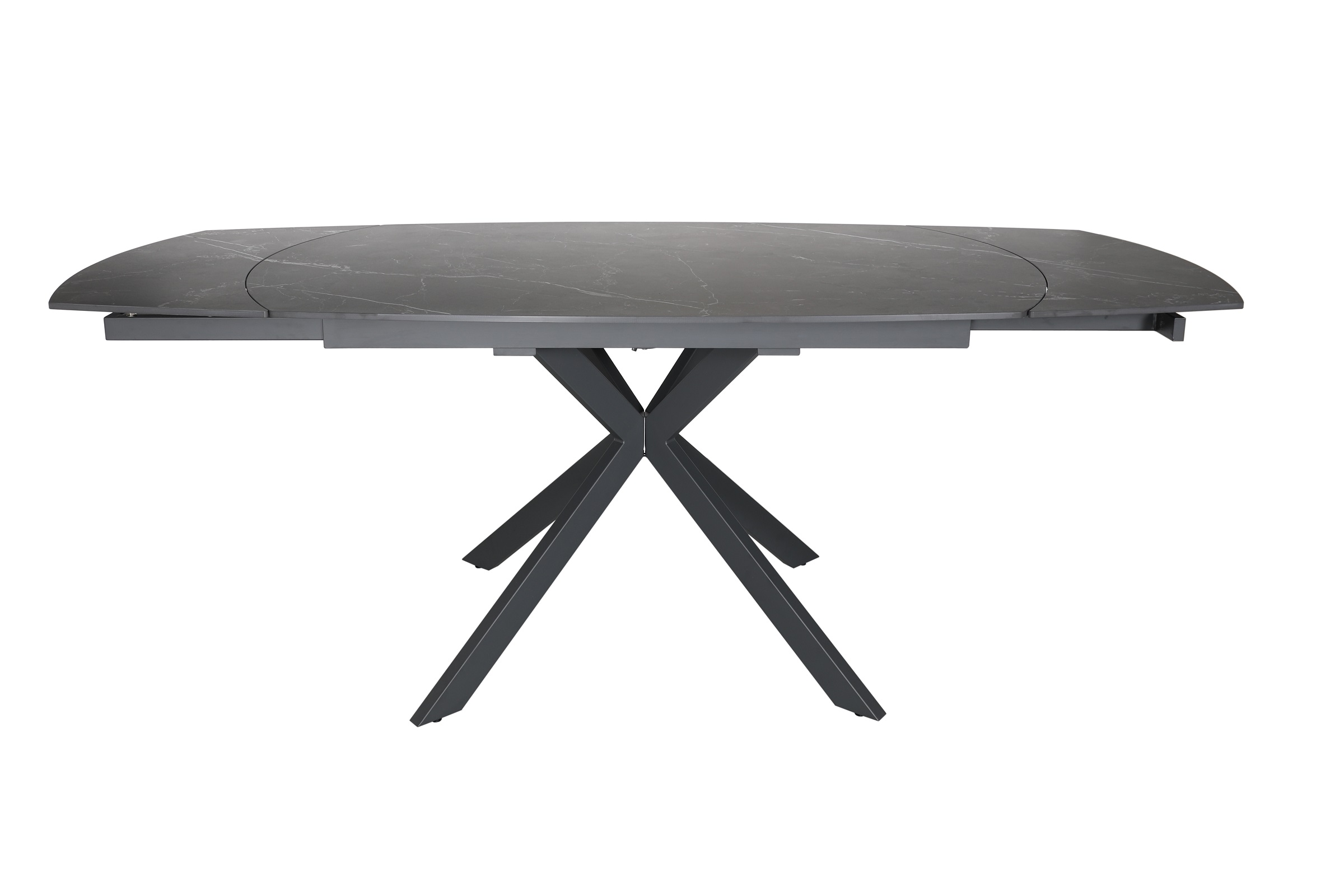 Table extensible céramique marbrée noire pied mikado 140-200 cm OTTAWA ...