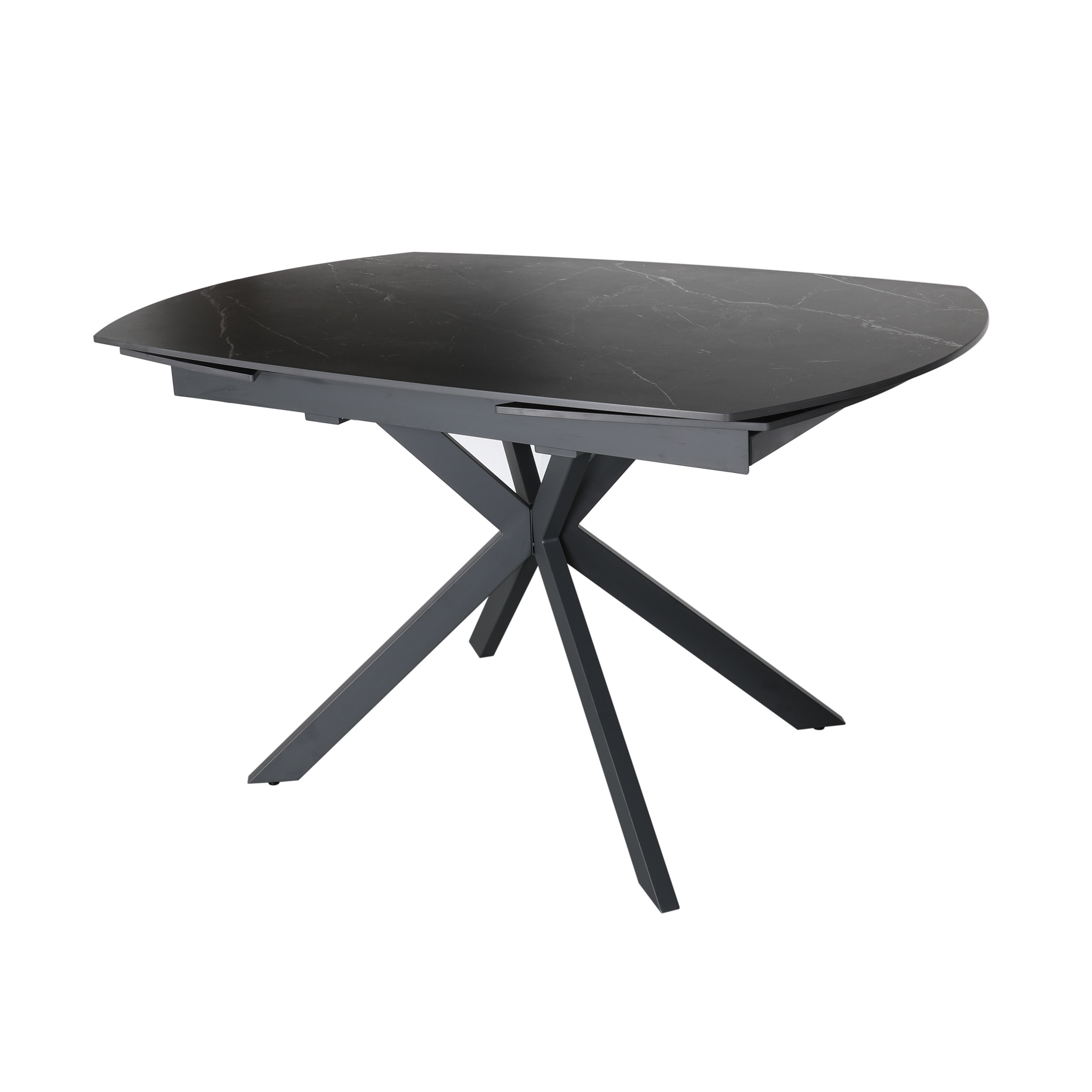 Table extensible céramique marbrée noire pied mikado 140-200 cm OTTAWA | Tables à manger | Pier ...