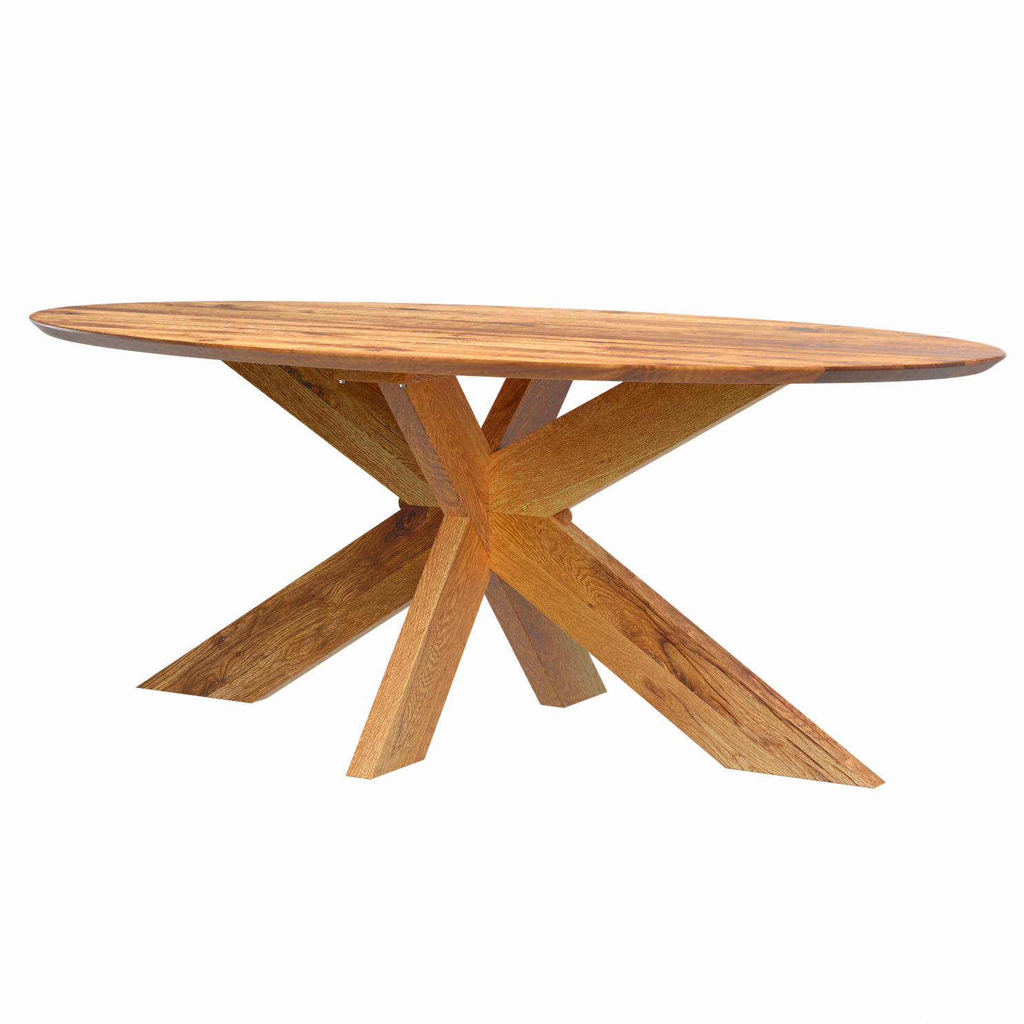 Table ovale en chêne huilé avec pied central en bois 200 cm RAGUSE ...