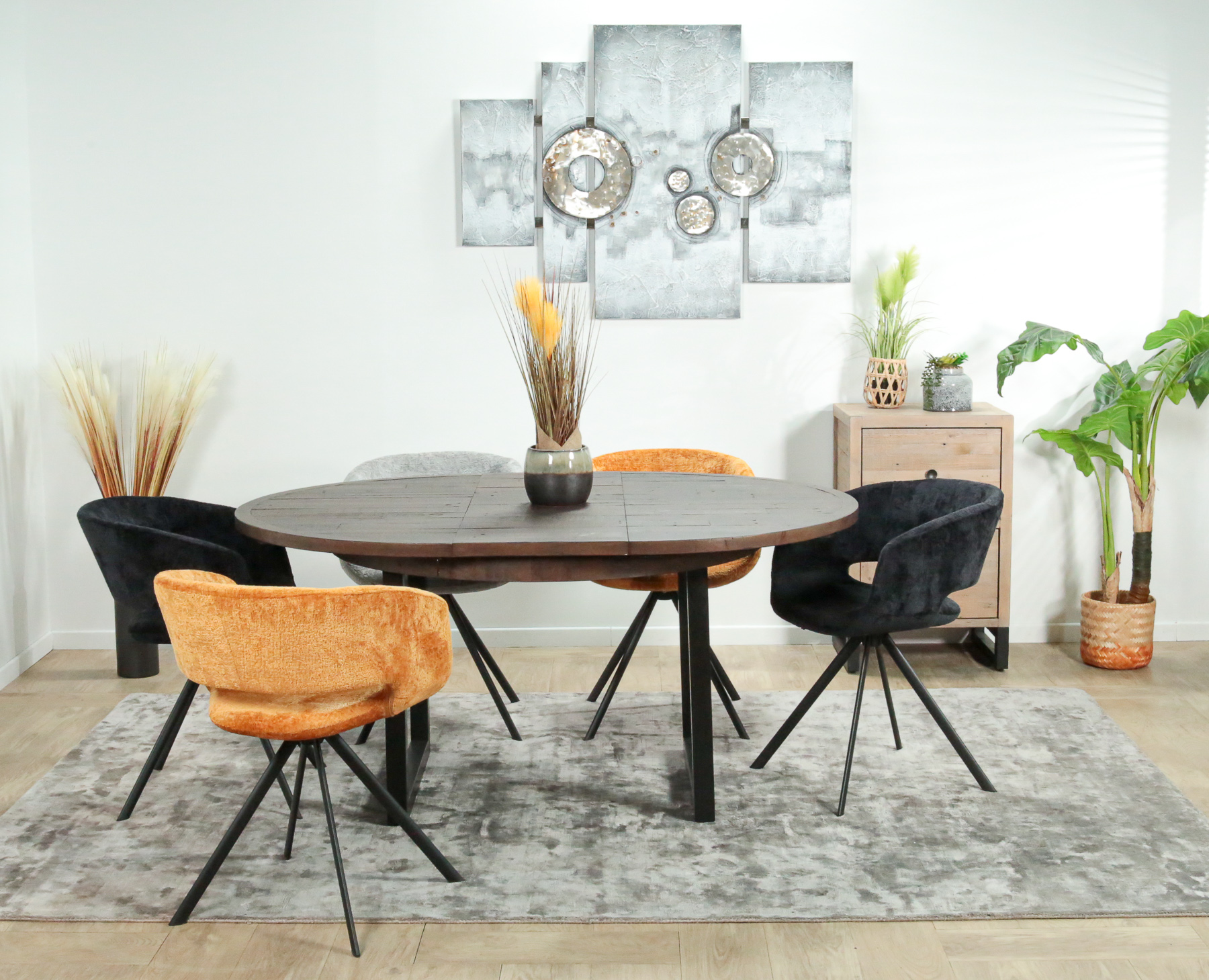 Table ronde extensible en bois recyclé D 120-160 cm SAMOA | Tables à ...