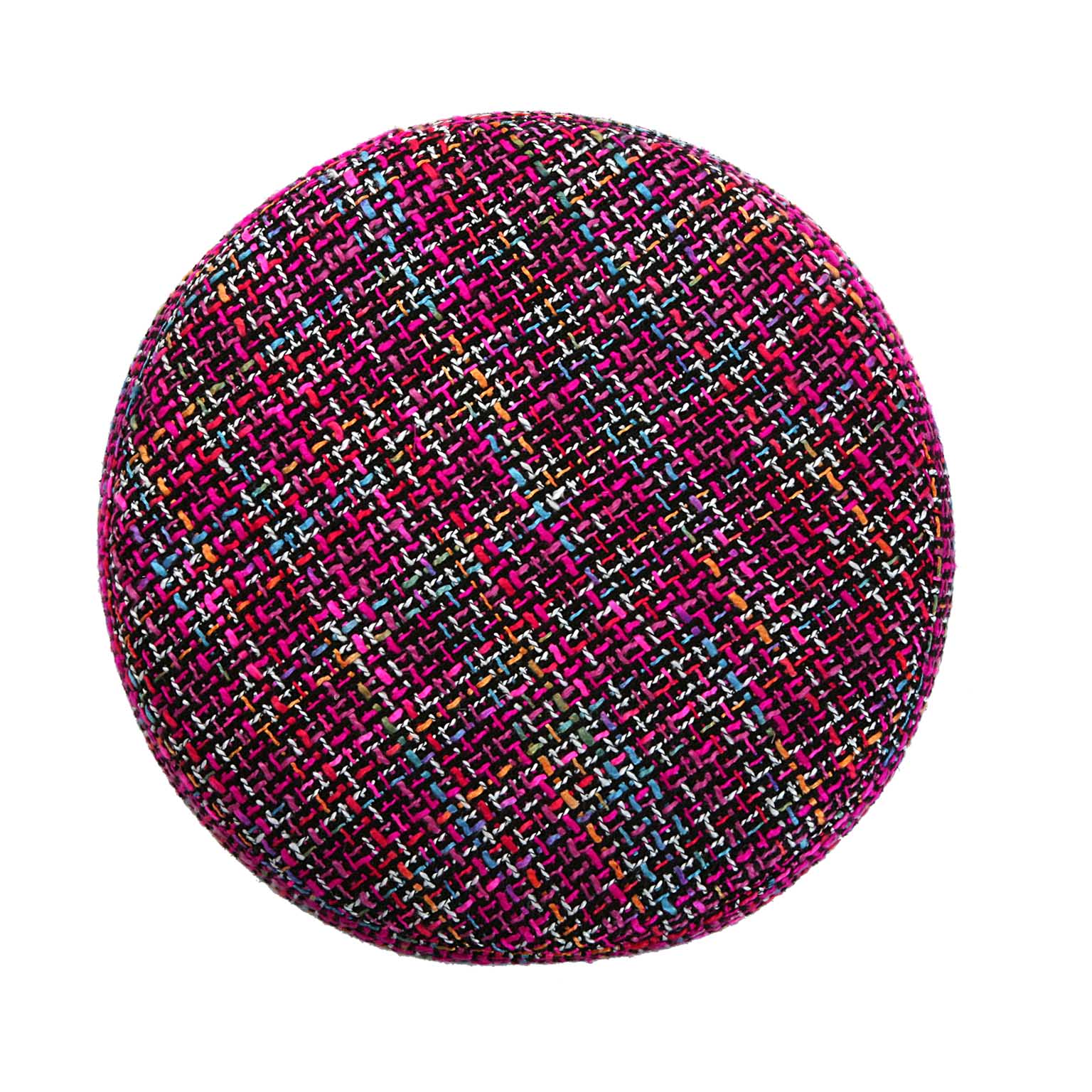 Tabouret / Pouf rond en tissu violet façon tweed D35xH35cm PICCADILLY ...